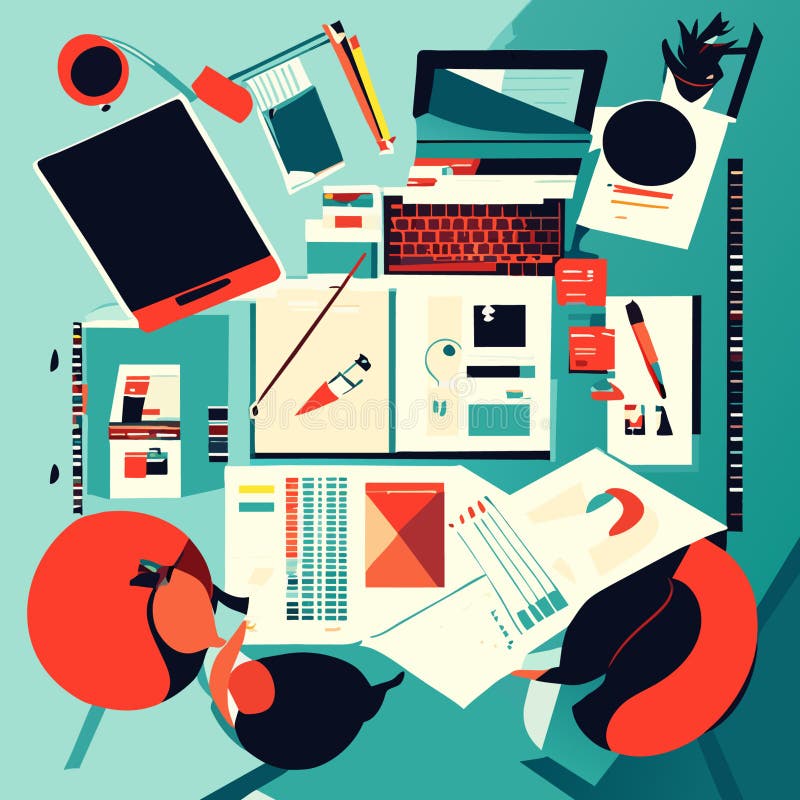 Vector Image of a Graphic Designers Working Table Stock Illustration ...