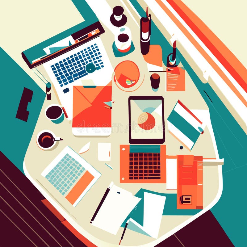 Vector Image of a Graphic Designers Working Table Stock Vector ...