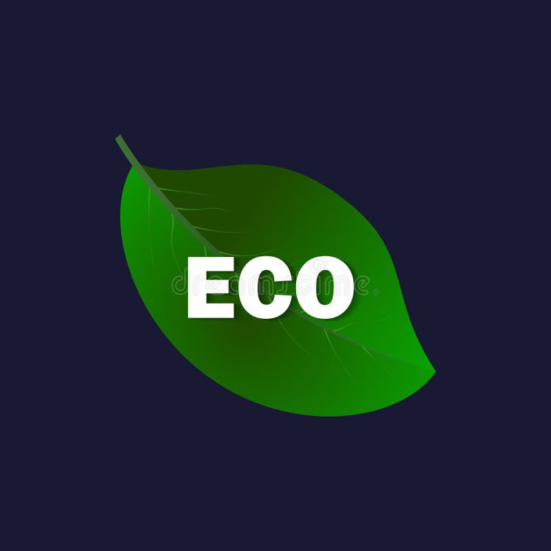 Vector Image of a Green Leaf and Ecologic Inscription ECO Stock Vector ...