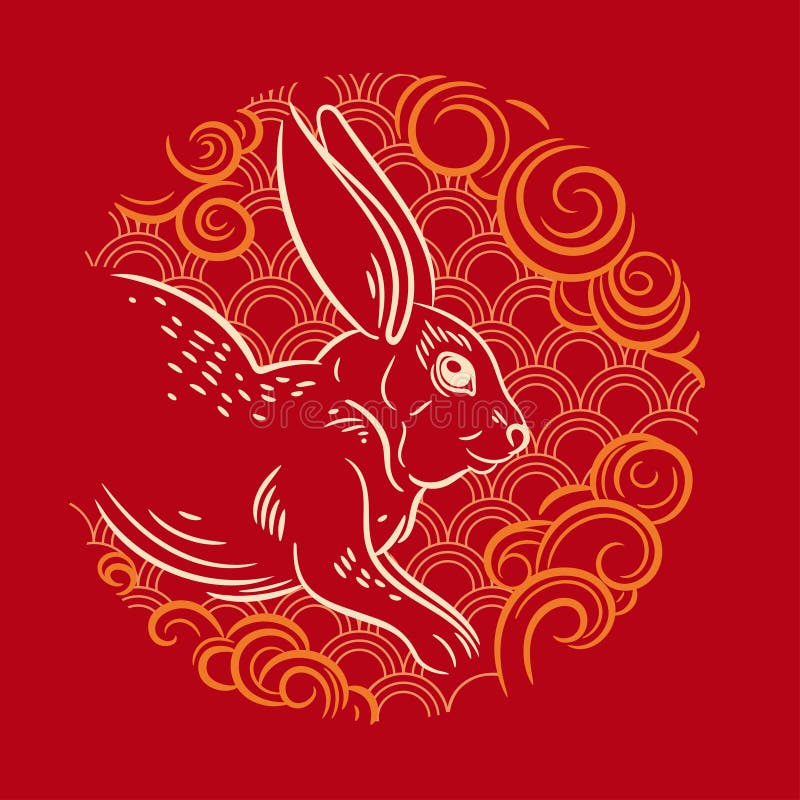 Vector Image of a Hare. Round Emblem. Year of the Rabbit Stock Vector ...