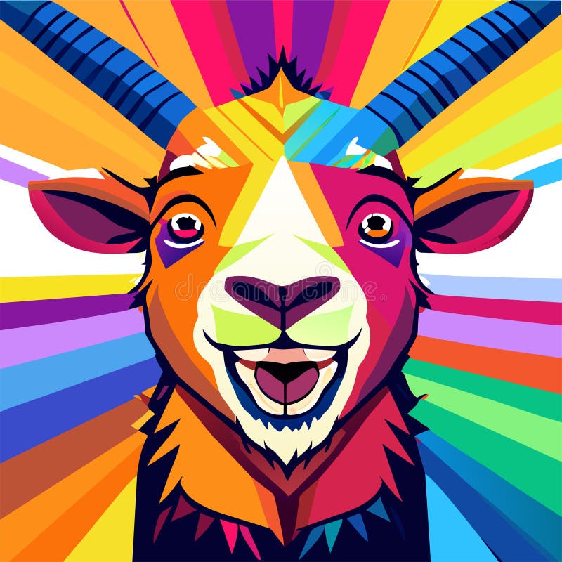 Vector Image of a Head of a Goat on a Rainbow Background. AI Generated ...