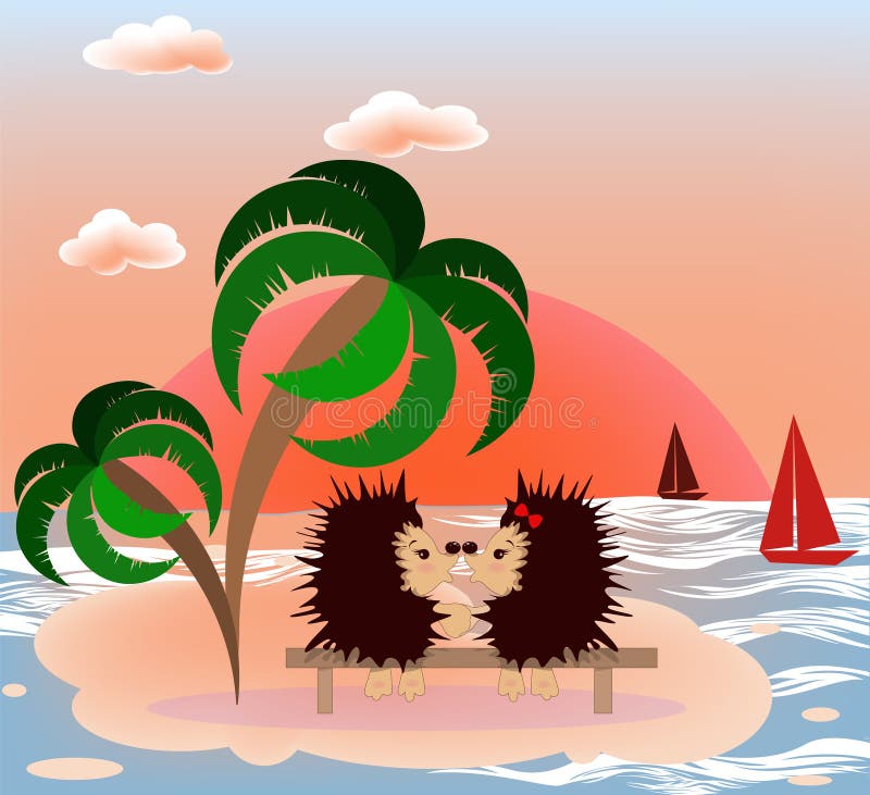 Vector Image of Hedgehogs on the Sea. Cartoon Style Stock Vector ...