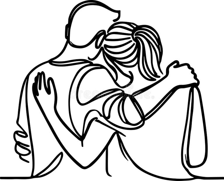 Vector Image of a Hugging Couple Stock Vector - Illustration of cartoon ...