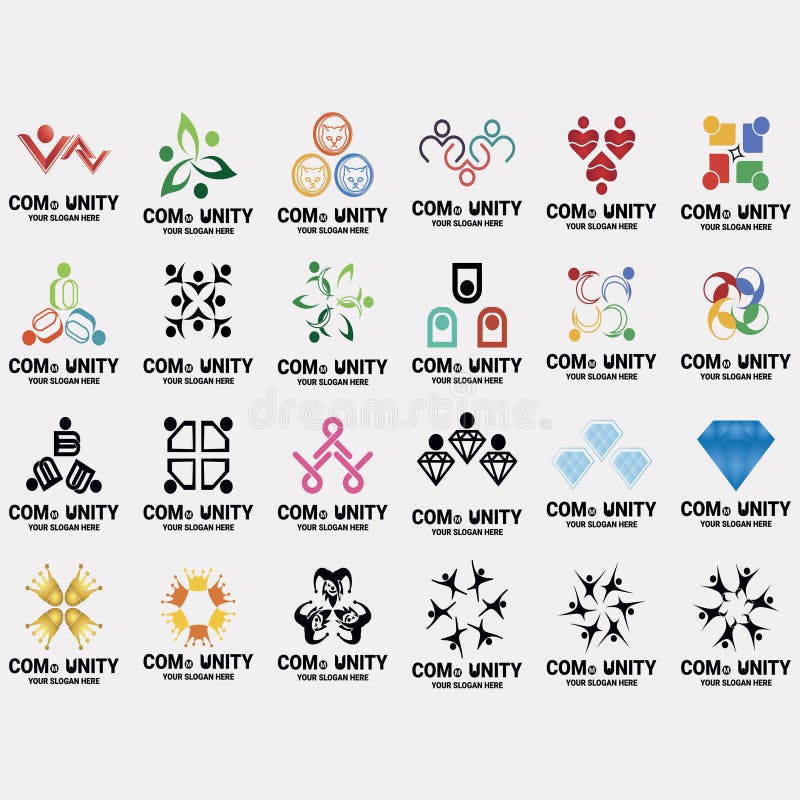 Collection of Abstract Community Logos Stock Vector - Illustration of ...