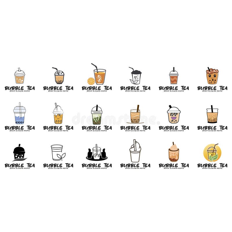 Collection of Bubble Tea Logos Stock Vector - Illustration of cafe ...