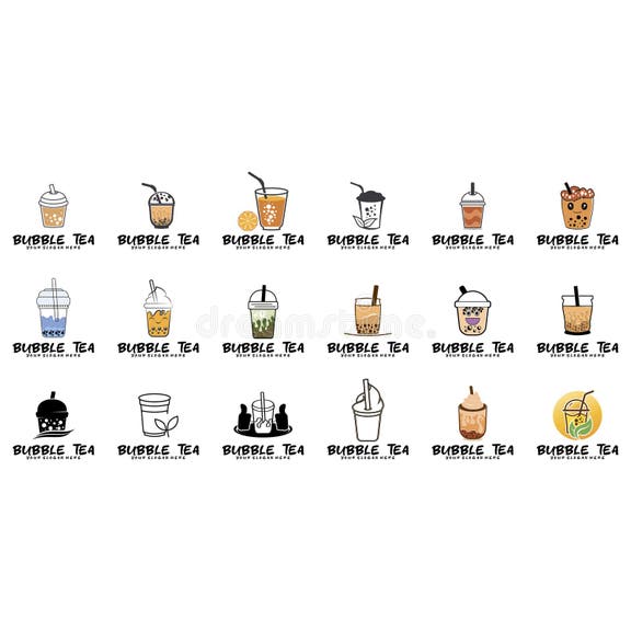 Collection of Bubble Tea Logos Stock Vector - Illustration of cafe ...
