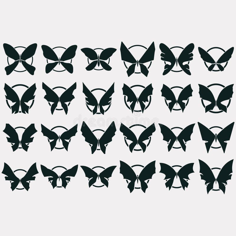 Collection of Butterfly Logos Stock Vector - Illustration of silhouette ...