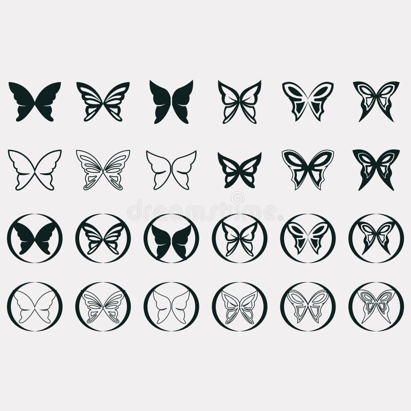 Collection of Butterfly Logos Stock Vector - Illustration of silhouette ...