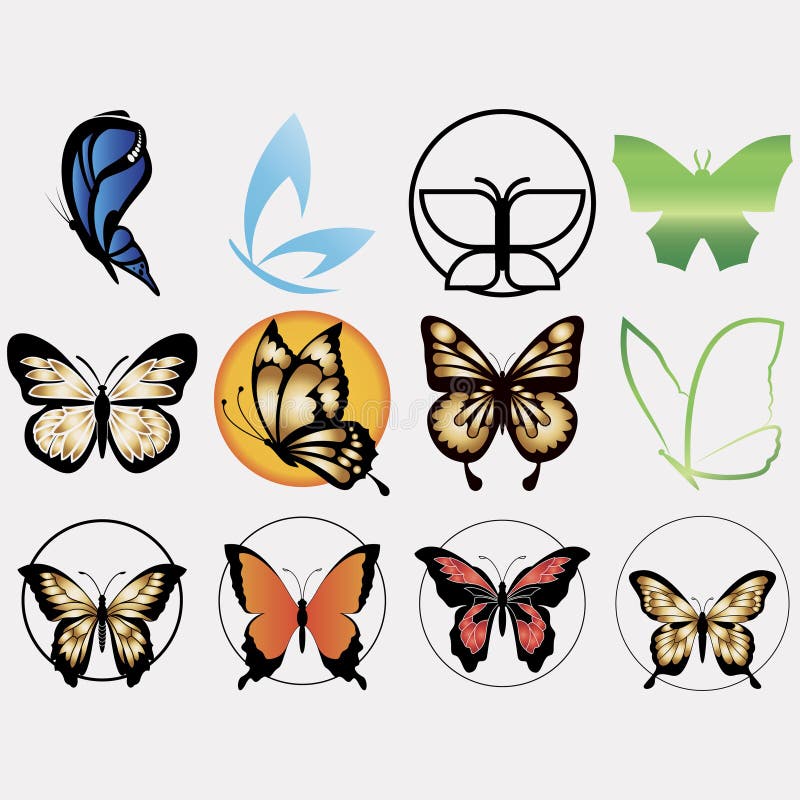 Collection of Butterfly Logos Stock Vector - Illustration of icon ...