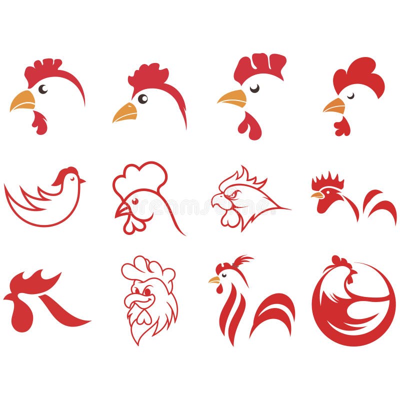 Collection of Chicken Logos Stock Vector - Illustration of sketch, farm ...