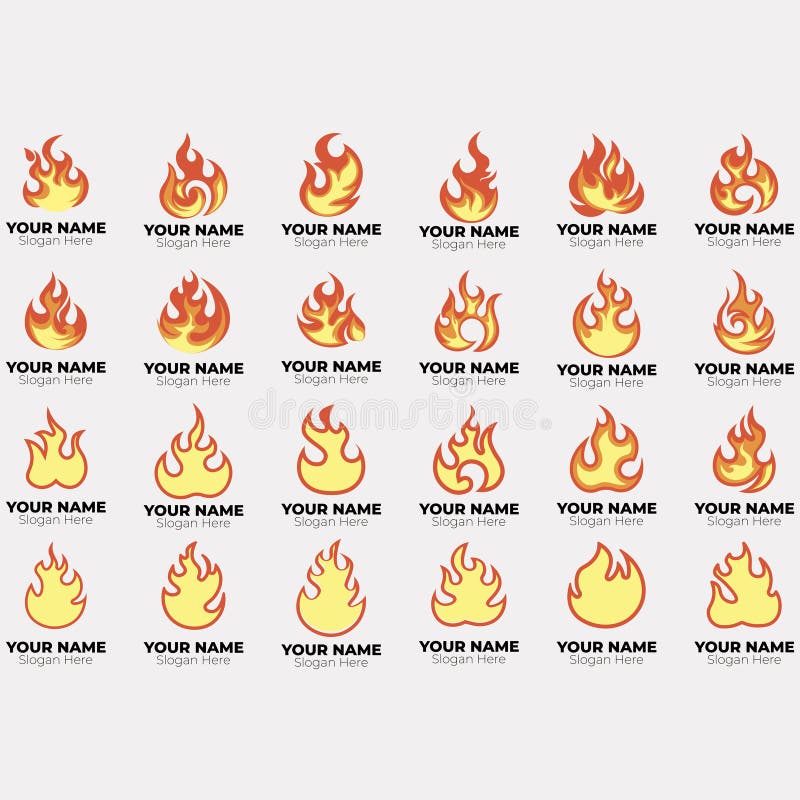 Collection of fire logos stock vector. Illustration of cartoon - 305107193