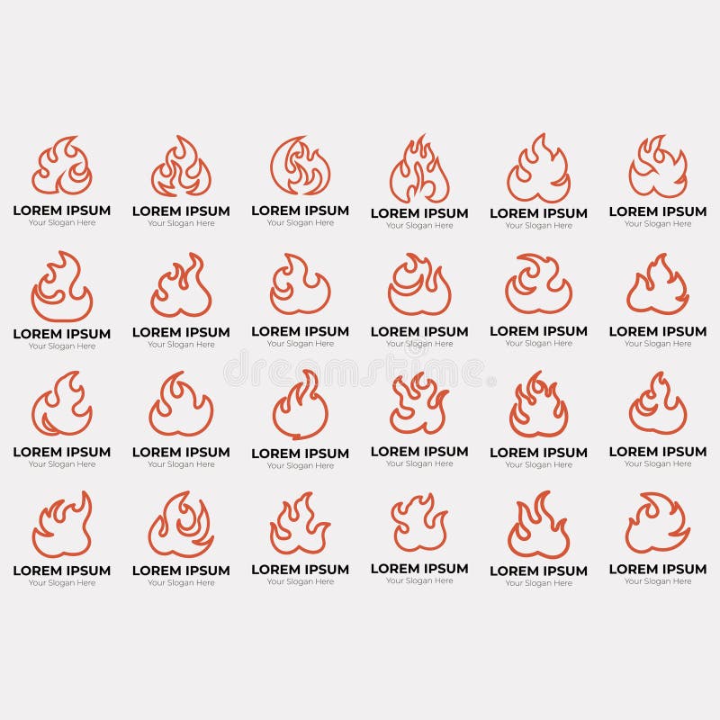 Collection of fire logos stock vector. Illustration of silhouette ...