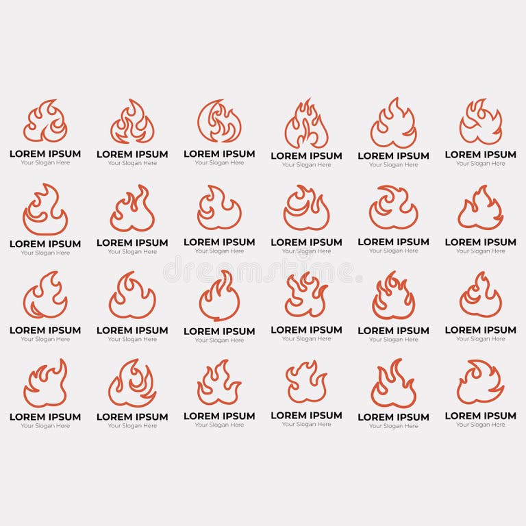 Collection of fire logos stock vector. Illustration of silhouette ...