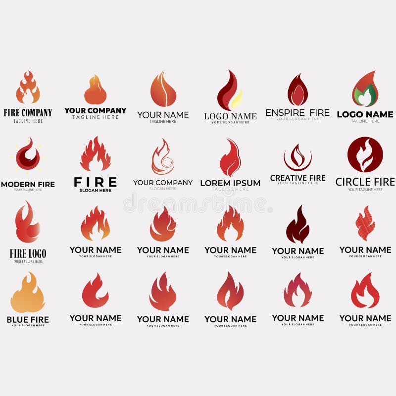Collection of fire logos stock vector. Illustration of celebration ...