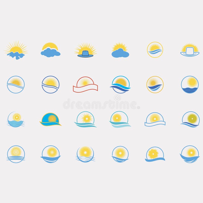 Collection of sun logos stock vector. Illustration of light - 305281121