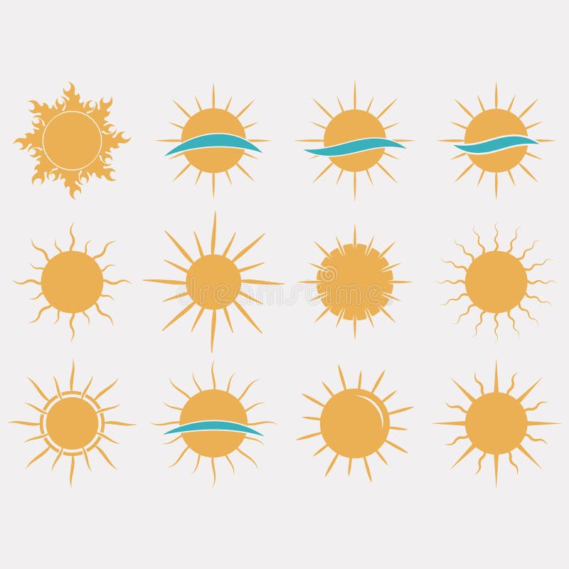 Collection of sun logos stock vector. Illustration of color - 310388282