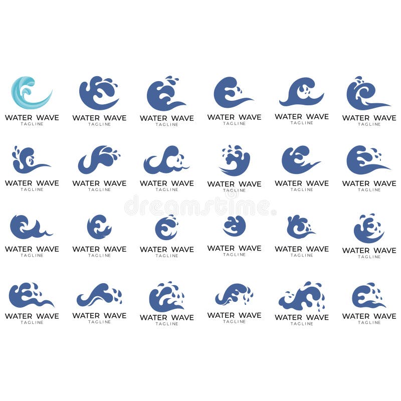 Collection of wave logos stock illustration. Illustration of vector ...