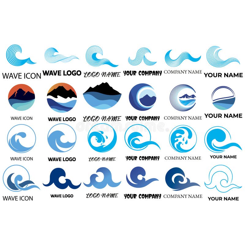 Collection of wave logos stock illustration. Illustration of nature ...
