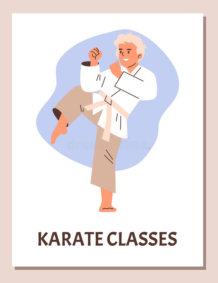 Vector Image of a Karate Boy in Uniform Practicing Poses for Martial ...