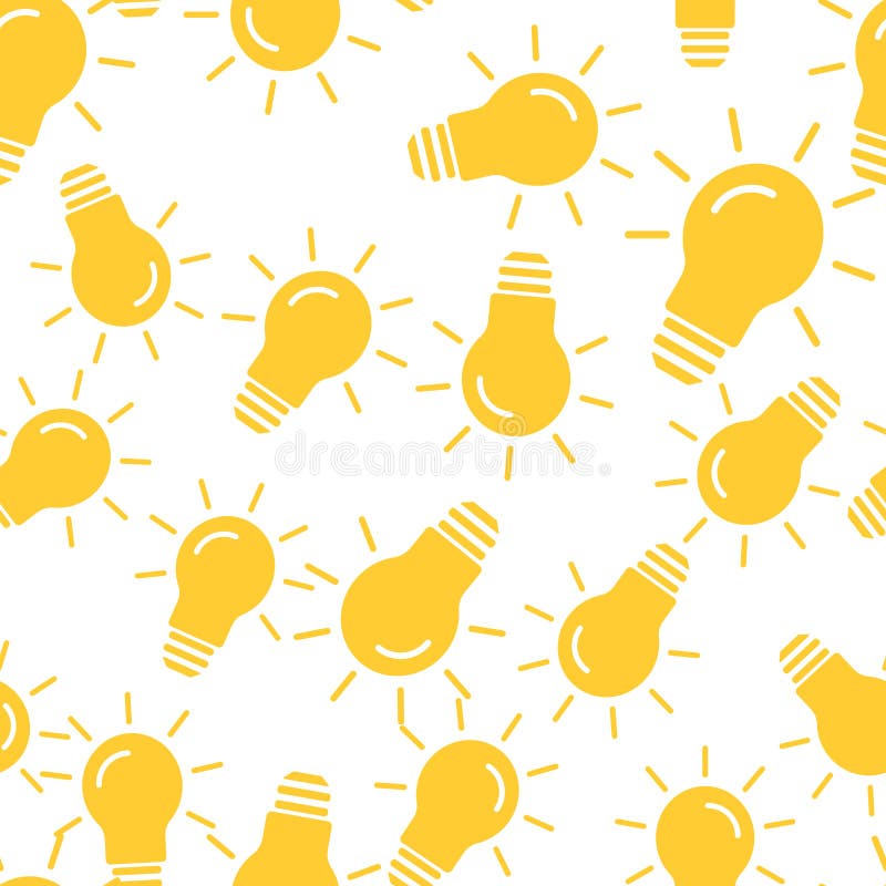 Vector Image of a Lamp. Light Bulb Seamless Pattern on a White ...