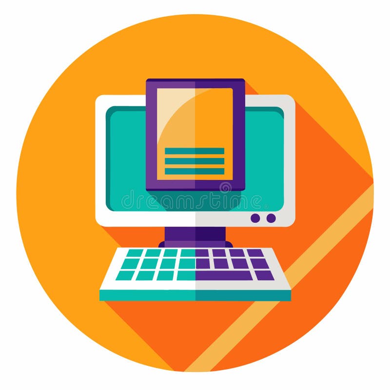 Vector Image of a Laptop on a Single Color Background. the Laptop ...