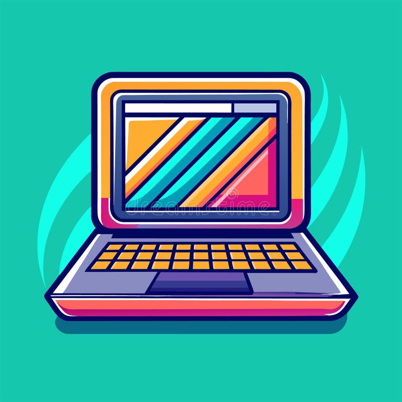 Vector Image of a Laptop on a Single Color Background. the Laptop ...