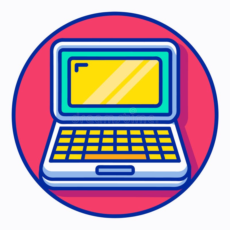 Vector Image of a Laptop on a Single Color Background. the Laptop ...