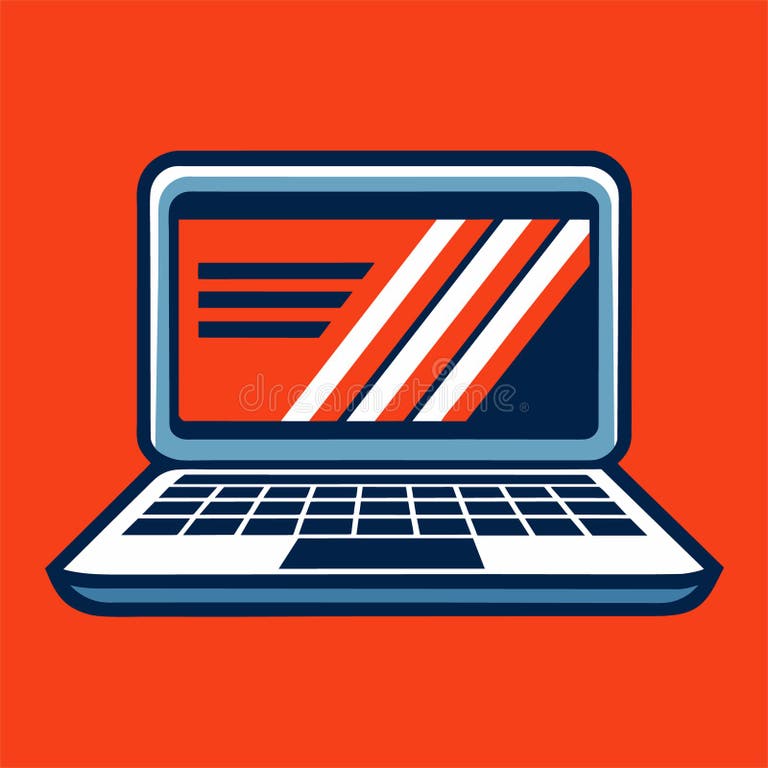 Vector Image of a Laptop on a Single Color Background. the Laptop ...