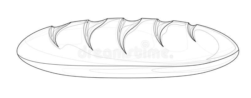 Vector Image of a Loaf of Bread Isolated on White Background. Outline ...