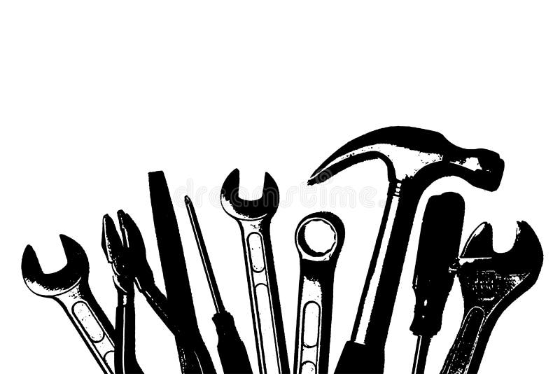 Vector Image of Mechanic Carpenter Tool of Wrenches and Hammer on ...