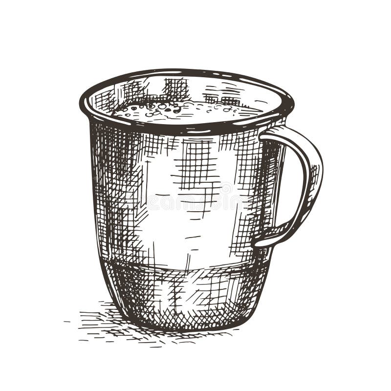 Vector Image of a Metal Mug. Sketch Style Drawing Stock Vector ...