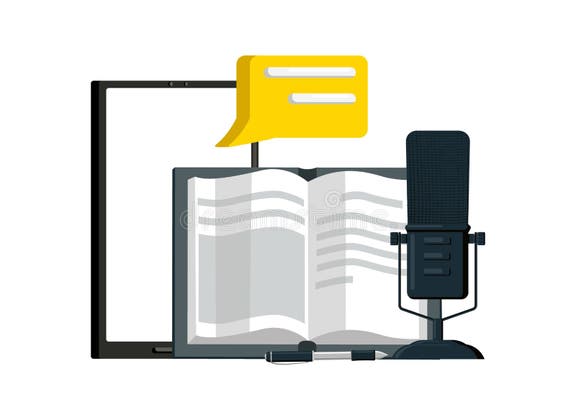 Vector Image with Microphone, Book, Mobile Phone Stock Illustration ...