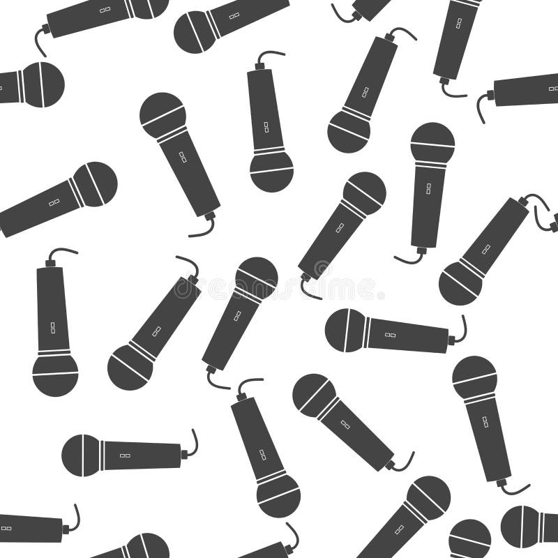 Vector Image of Microphone Seamless Pattern on a White Background Stock ...