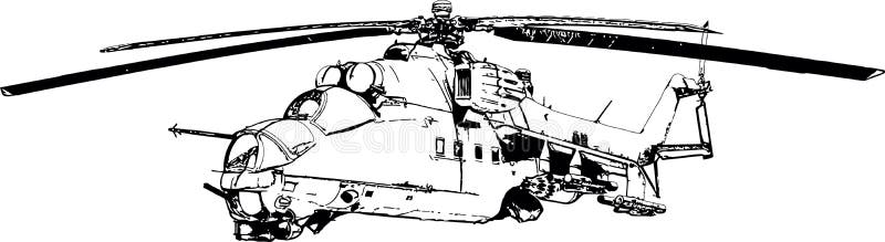 Vector Image of a Military Helicopter with Combat Machine Guns Stock ...