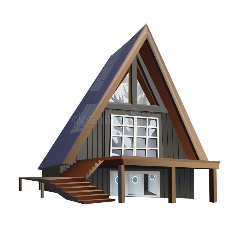 Vector Image of a Modern Triangular House with a Deck. Isolated on ...