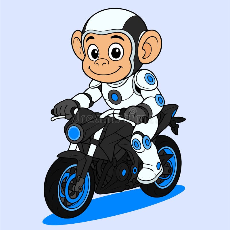 Vector Image of Monkey Robot Riding Motorcycle Stock Illustration ...
