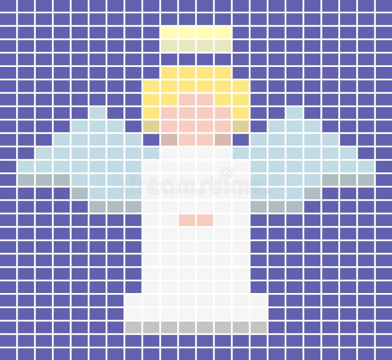 Vector Illustration of Pixel Angel on Blue Background Stock Vector - Illustration of background ...