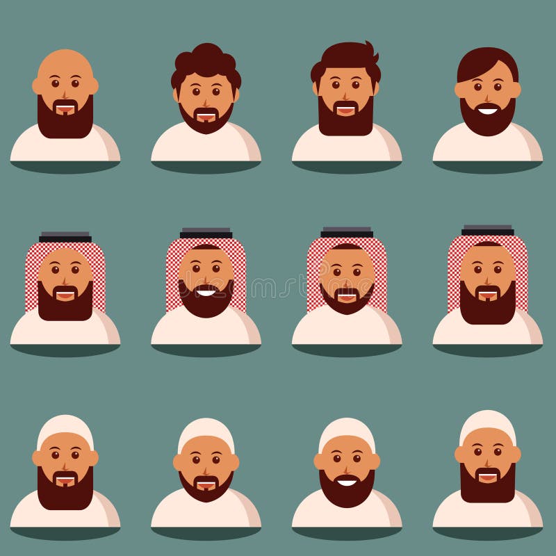 Muslim Face Head Vector Illustration Flat Style Stock Vector ...