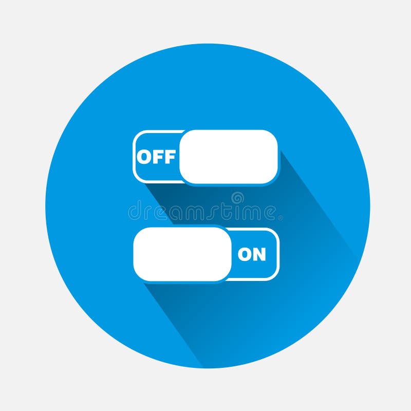 Vector Image on / Off Switch on Blue Background. Flat Image Stock ...