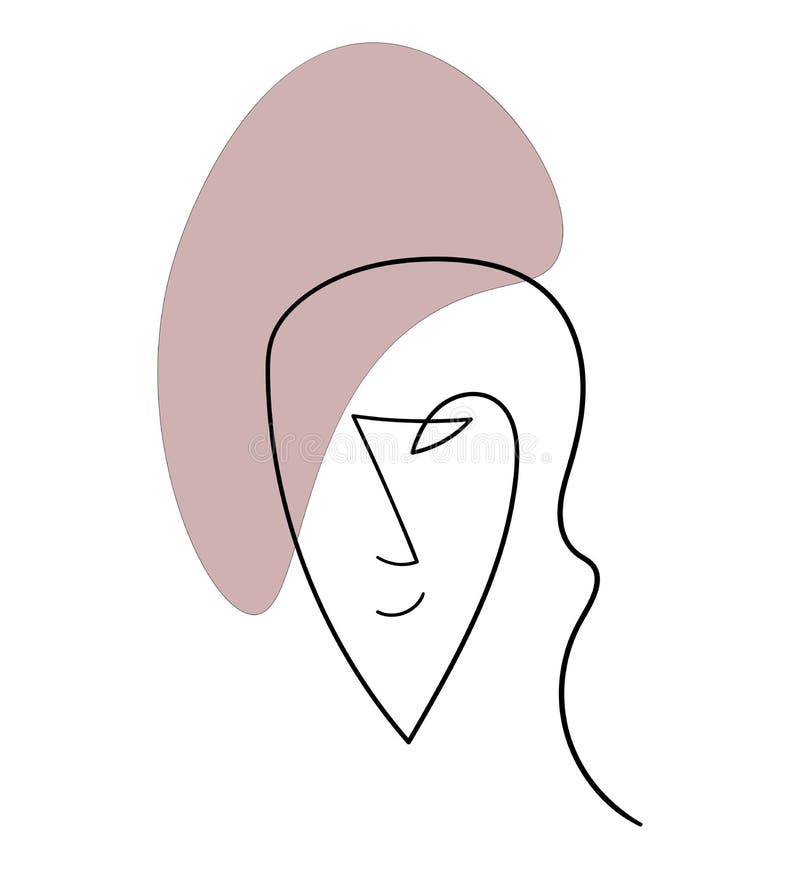 One Line Stroke Art Woman with Grey Hat Stock Vector - Illustration of ...