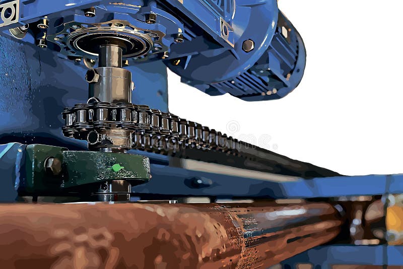Vector Image of Part of a Chain Industrial Machine Stock Image - Image ...