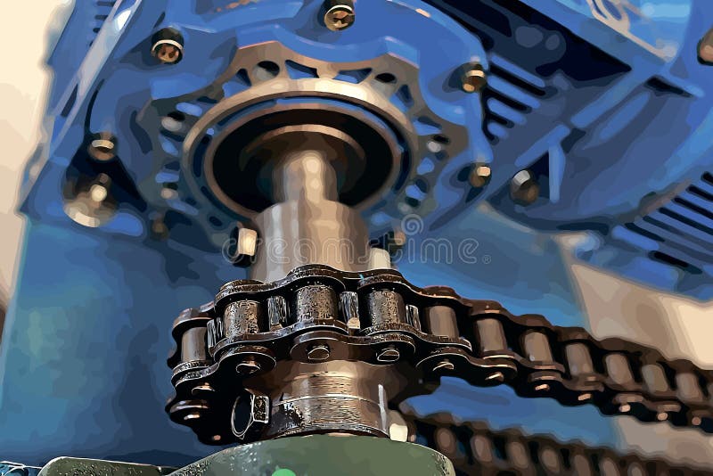 Vector Image of Part of a Chain Industrial Machine Stock Image - Image ...