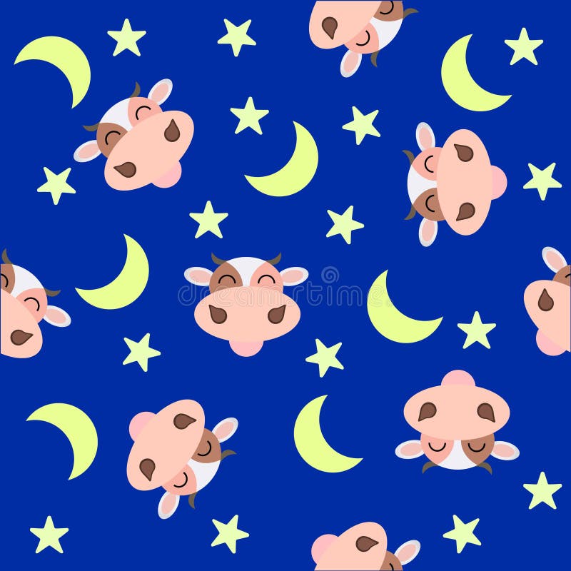 Vector Image Pattern Cow with Many Stars and Moon Stock Illustration ...
