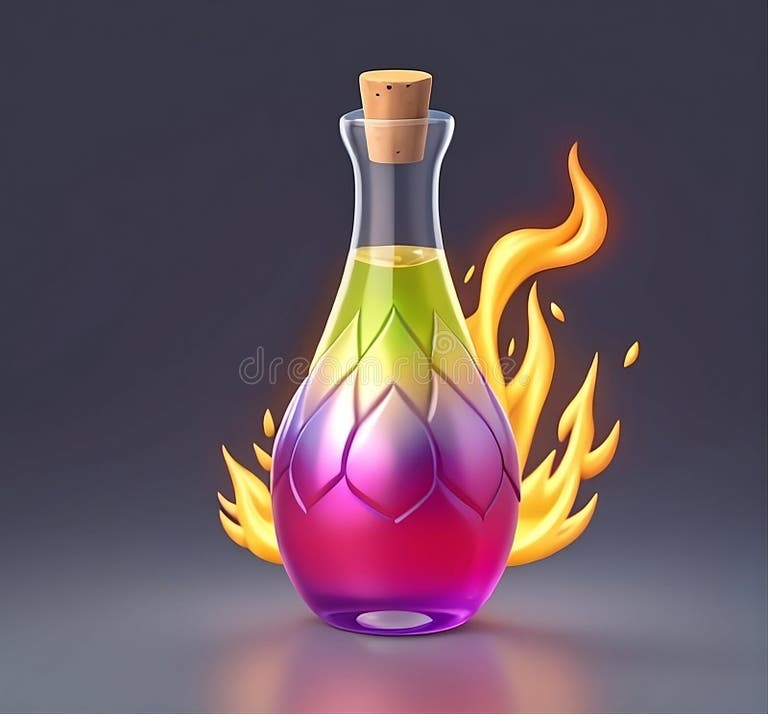 Vector Image of Pearlescent Bottles on Fire for App Icon Isolated on ...