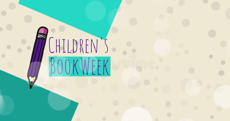 Vector Image of Pencil and Children S Book Week Text on Patterned Beige ...