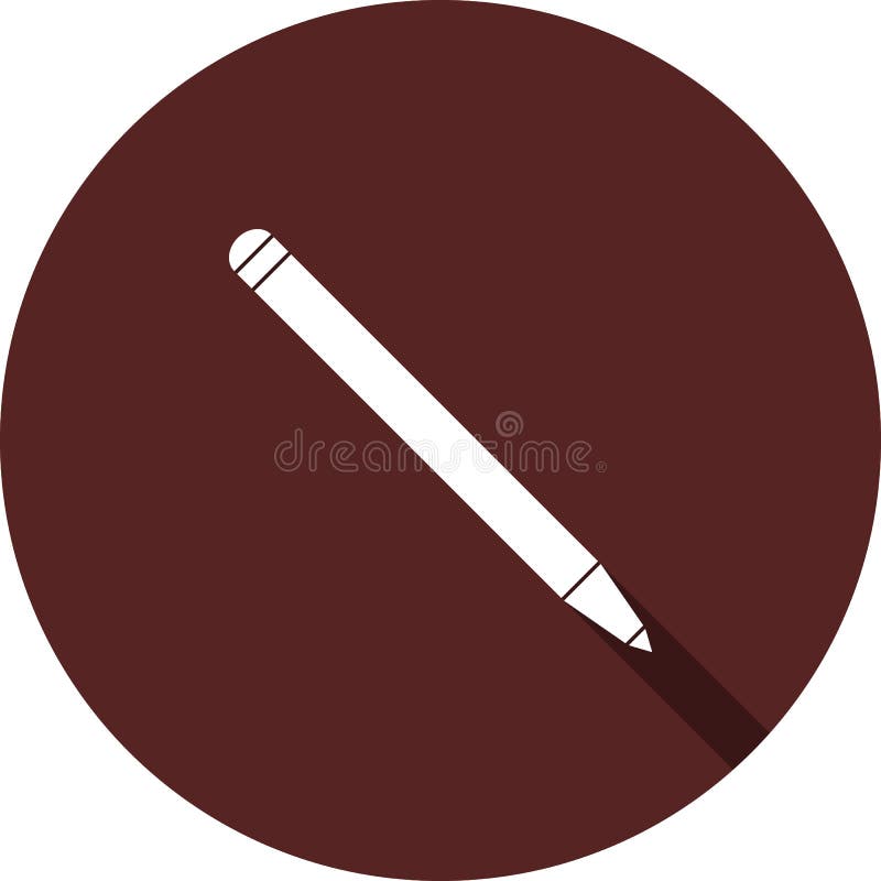 Pencil Icon on a Circle of Maroon Color, Vector Image Stock ...