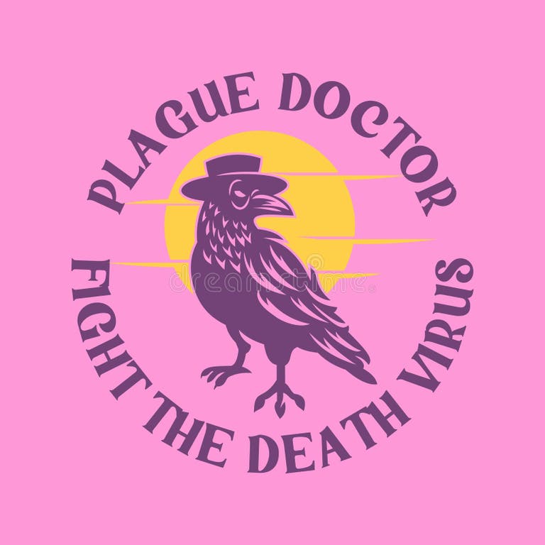 Vector Image of a Plague Doctor, Crow Icon Vector, with Circular Text ...