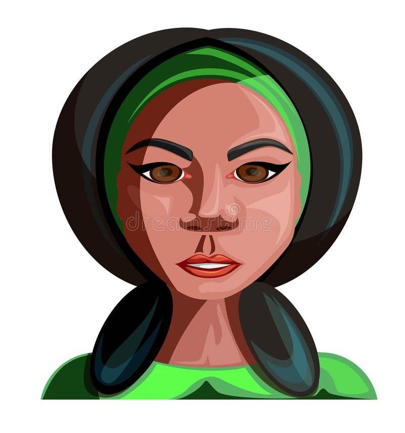 Vector Image of a Woman with Slanting Eyes and Red Skin in Full Face ...