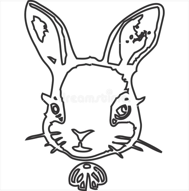 Vector, Image of Rabbit Head Icon, Black and White, with Transparent ...