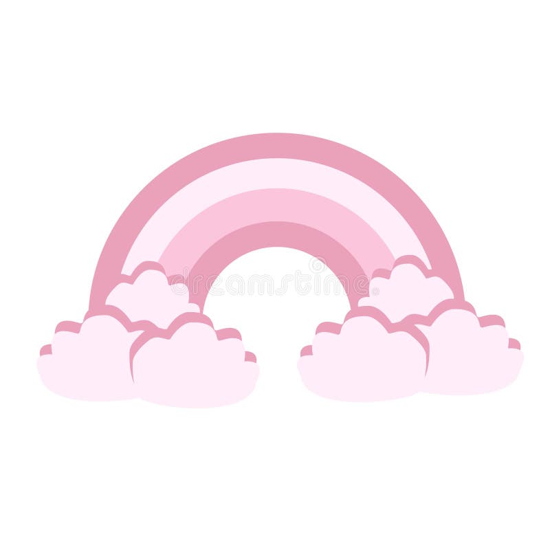 Vector Image of a Rainbow with Clouds in Pink Stock Vector ...